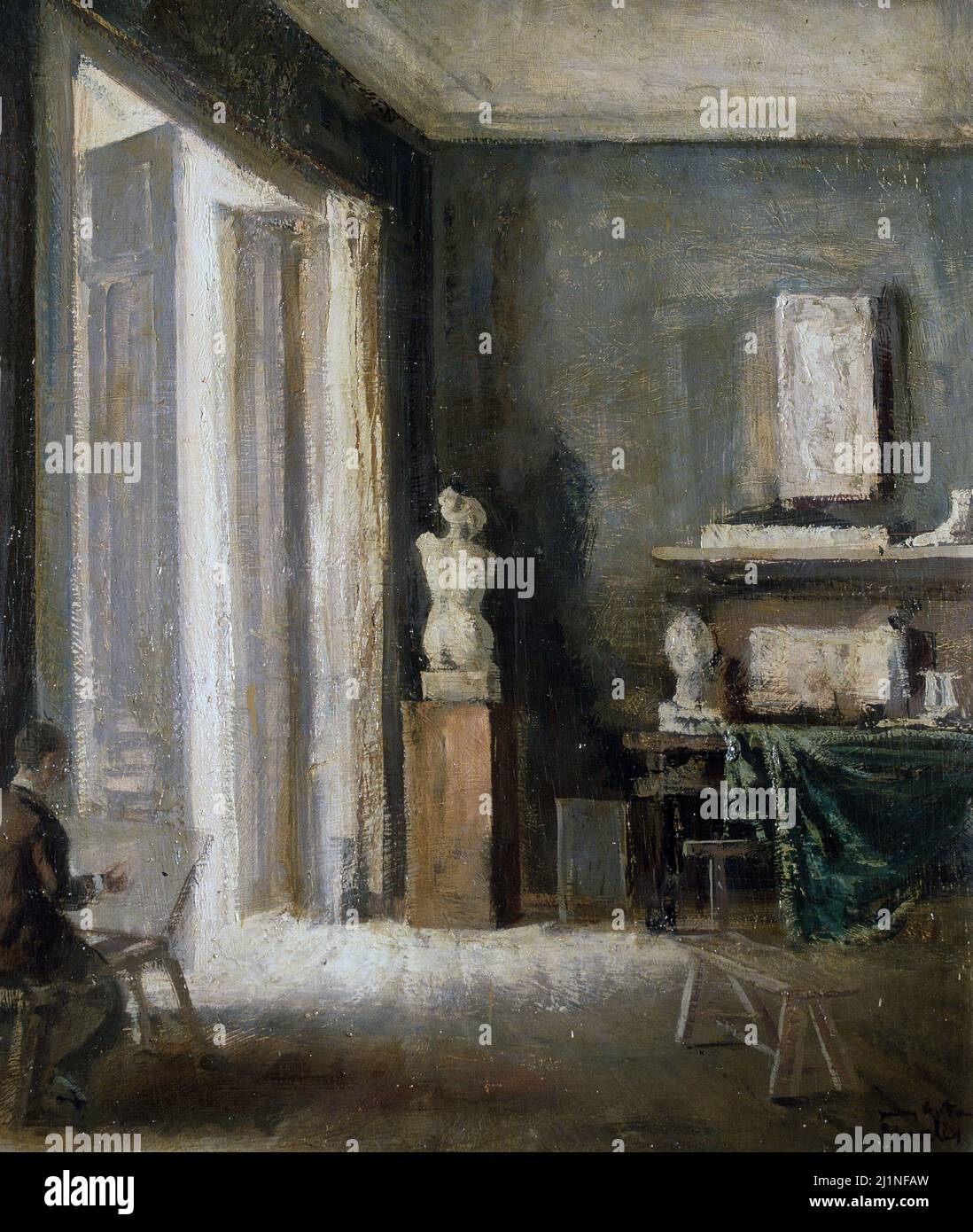 MORALES , JUAN ANTONIO. PINTOR ESPAÑOL.1909-1984. " INTERIOR " , OLEO ...