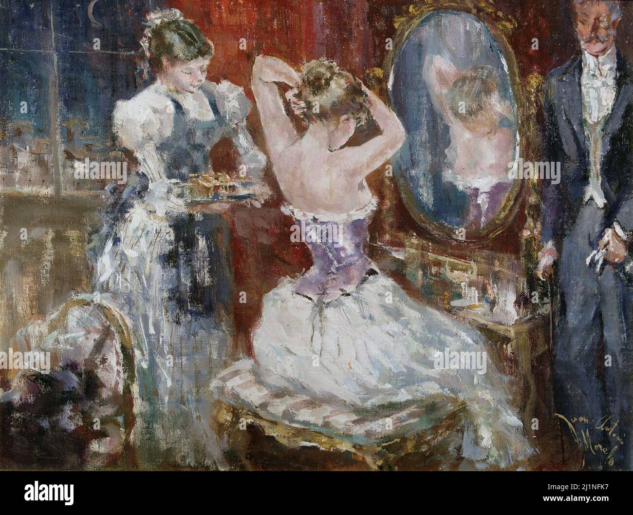 MORALES , JUAN ANTONIO . PINTOR ESPAÑOL. " EN EL CAMERINO " , OLEO ...