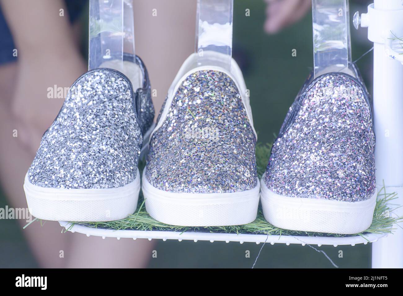 Silver glitter shoes hi-res stock photography and images - Alamy