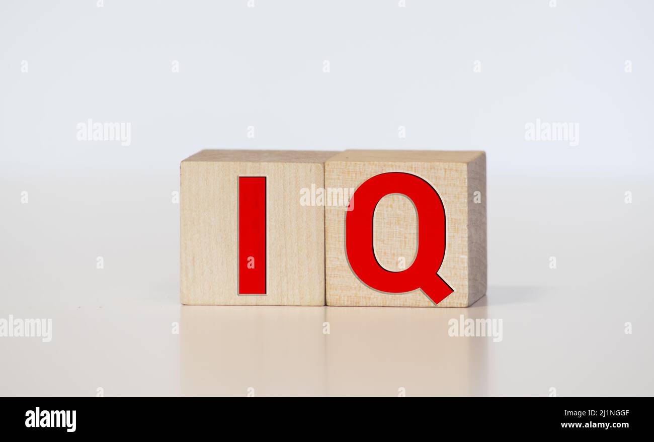 IQ block with white background, concept wooden block Stock Photo - Alamy