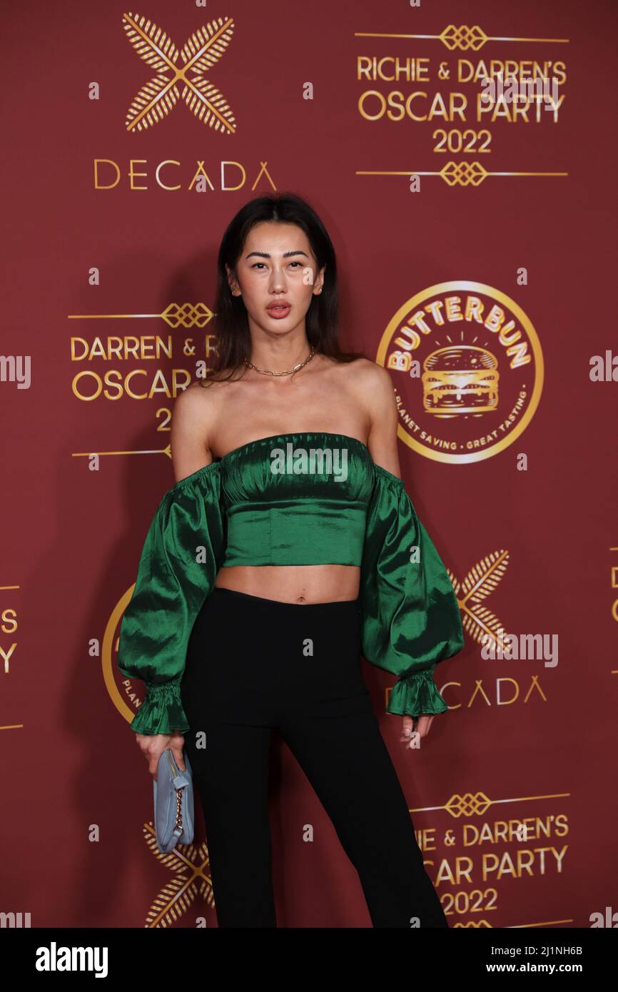 Leah Jiang arrives at Darren Dzienciol and Richie Akiva’s Oscar Party ...