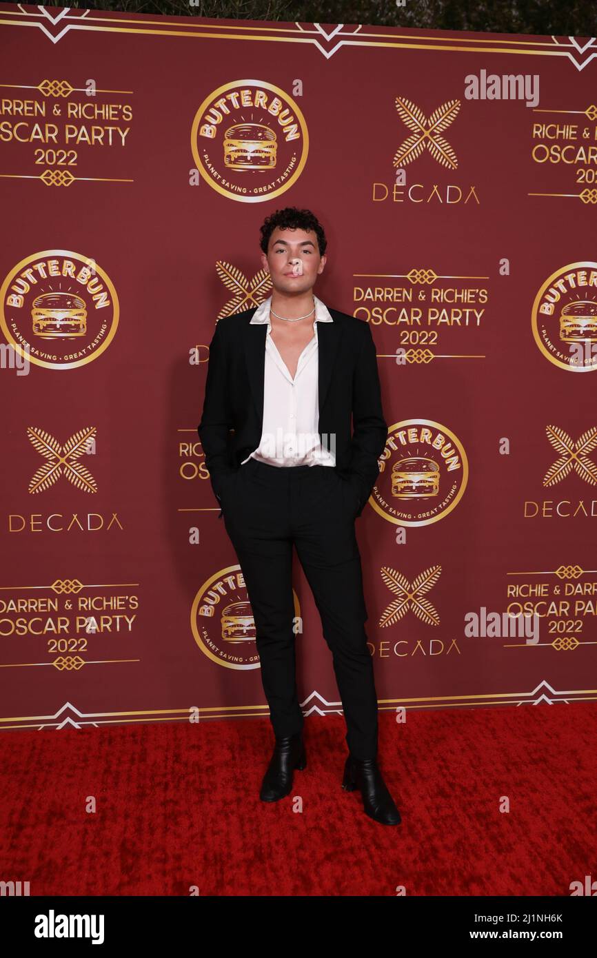 Nick O'Brien arrives at Darren Dzienciol and Richie Akiva’s Oscar Party ...