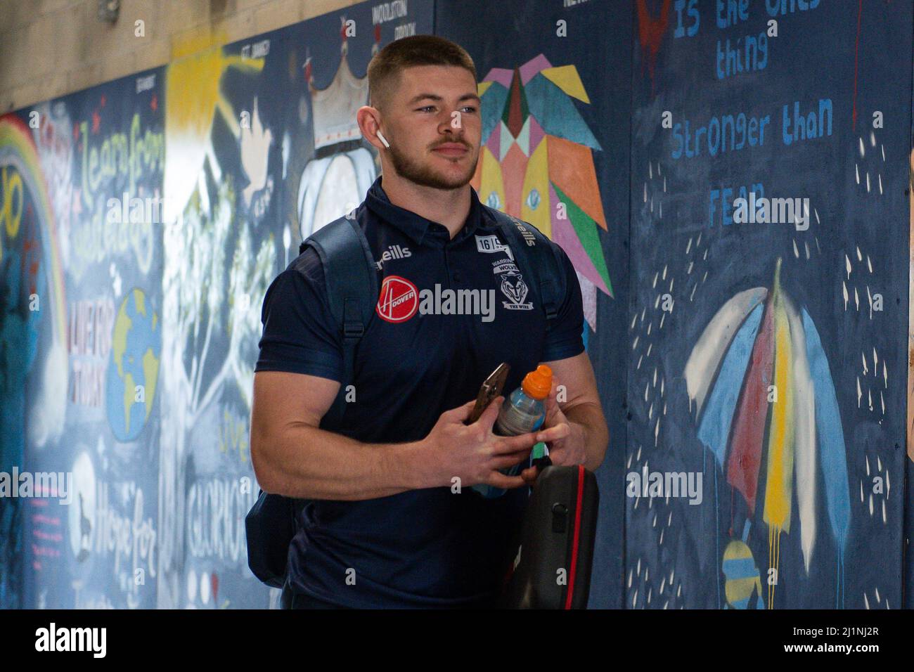 Danny Walker #16 of Warrington Wolves arrives at General view of The ...