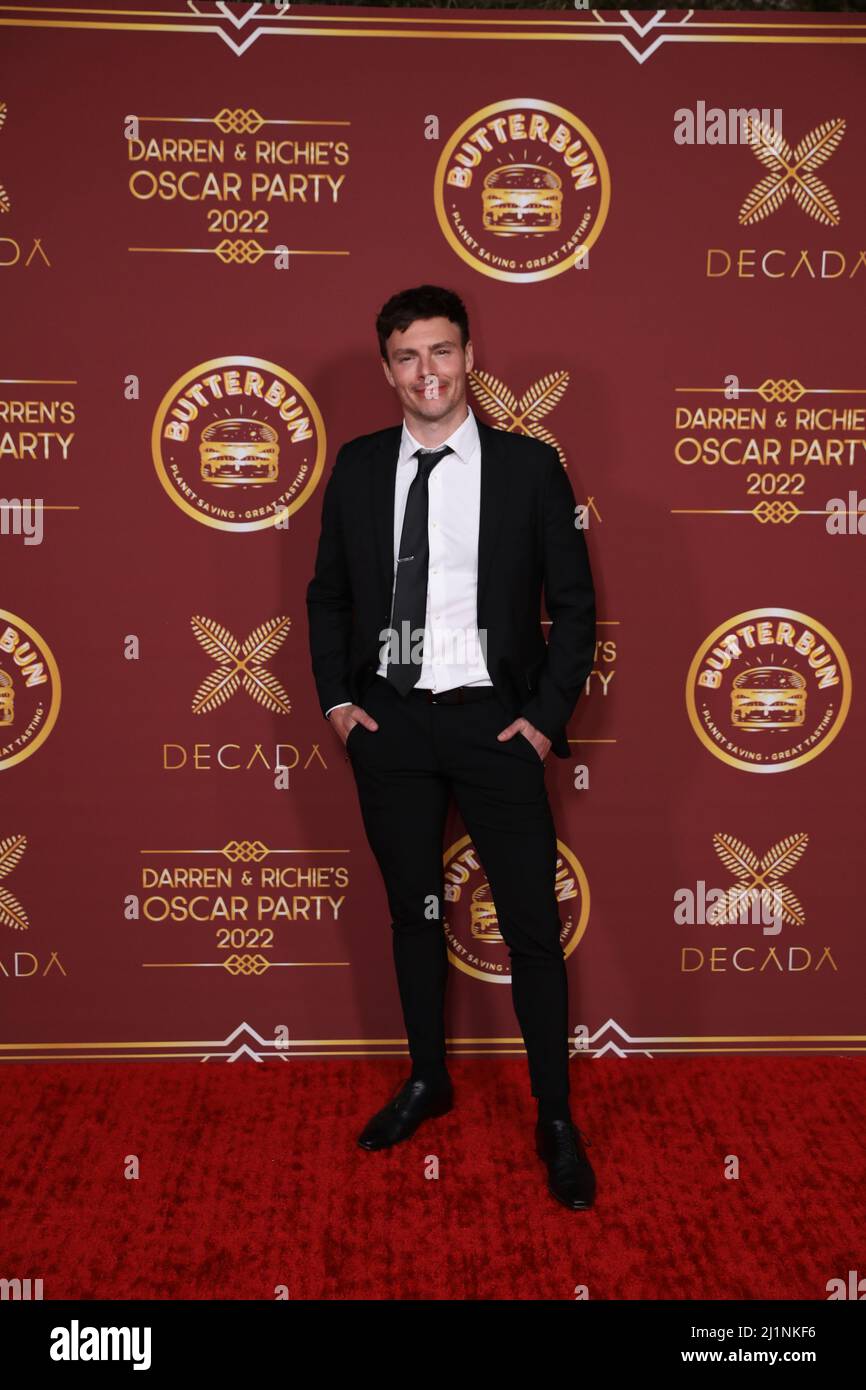 Bryan McMullin arrives at Darren Dzienciol and Richie Akiva’s Oscar Party held at a Bel Air ...