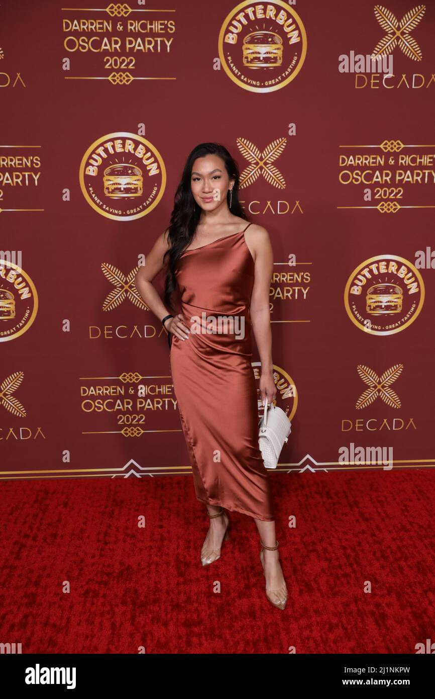 Tammy Kay Ly arrives at Darren Dzienciol and Richie Akiva’s Oscar Party ...