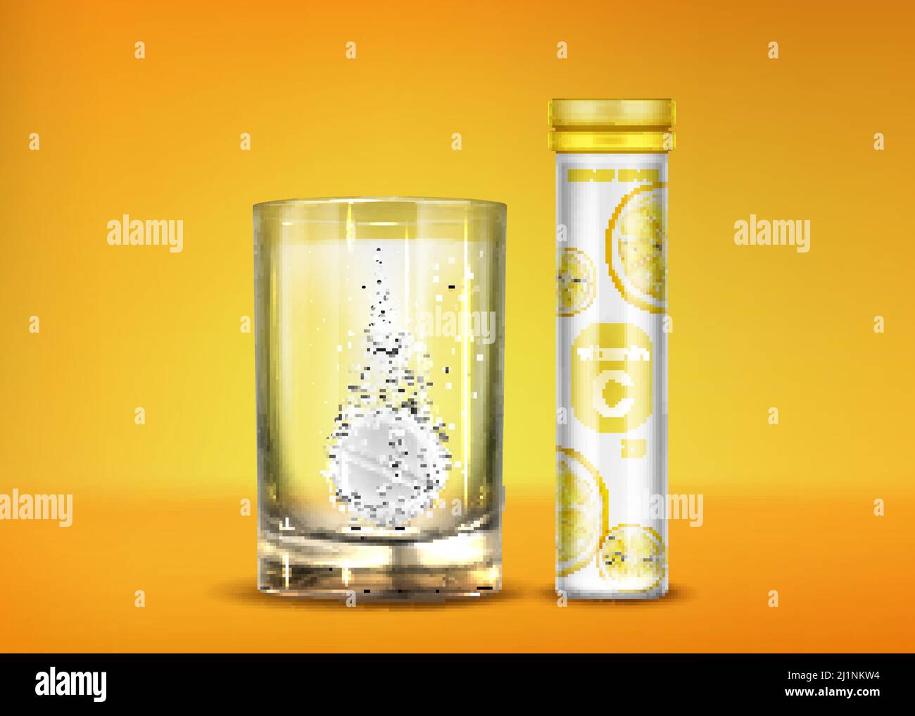 Orange effervescent tablet in glass Stock Vector Images - Alamy