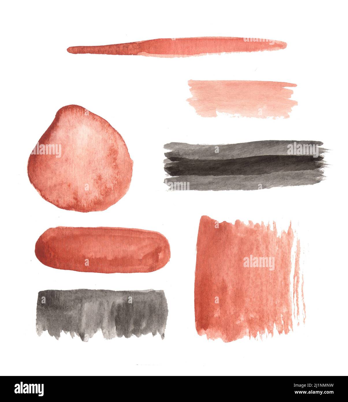 Set of watercolor geometric shapes and brush strokes. Hand painted ...