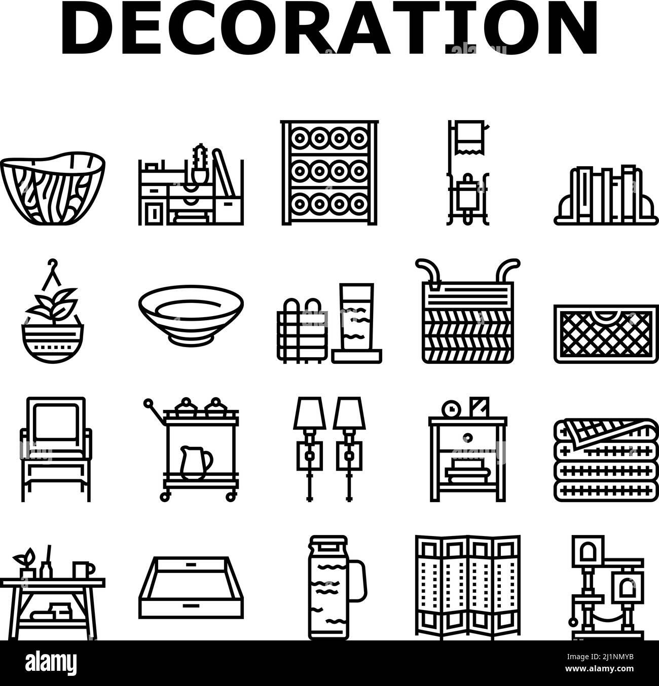 Home Decoration And Furniture Icons Set Vector Stock Vector Image & Art ...