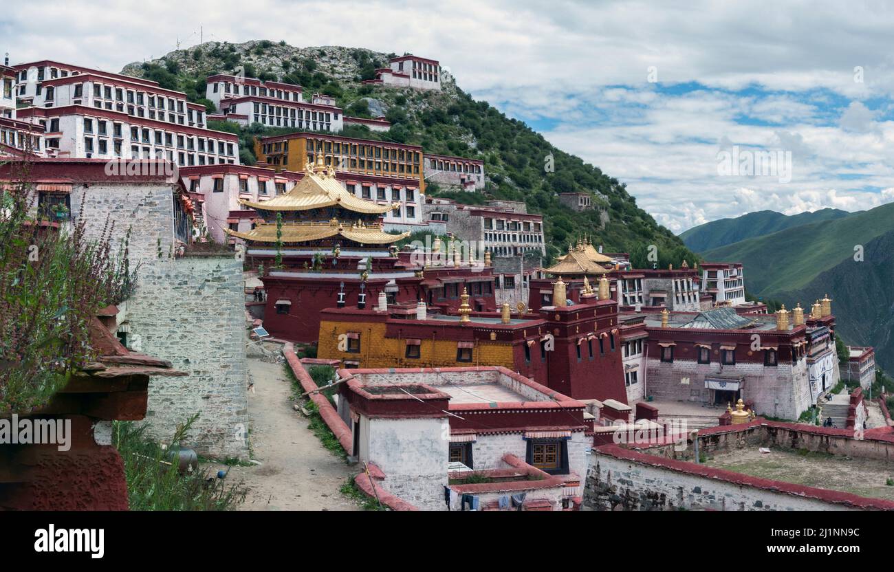 Ganden Monastery located at the top of Wangbur Mountain is one of the ...