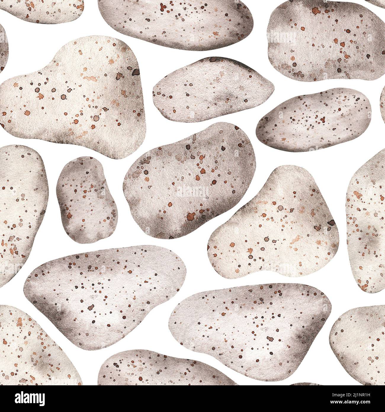 Seamless Pattern of stones. Watercolor illustration. Isolated on a ...
