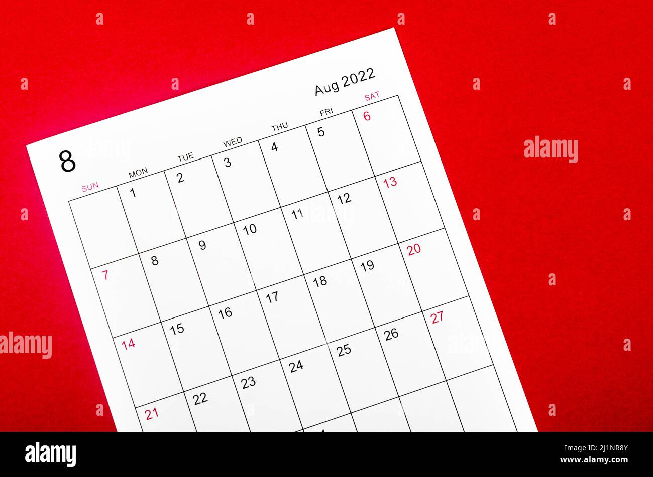 Calendar sheet august hi-res stock photography and images - Alamy