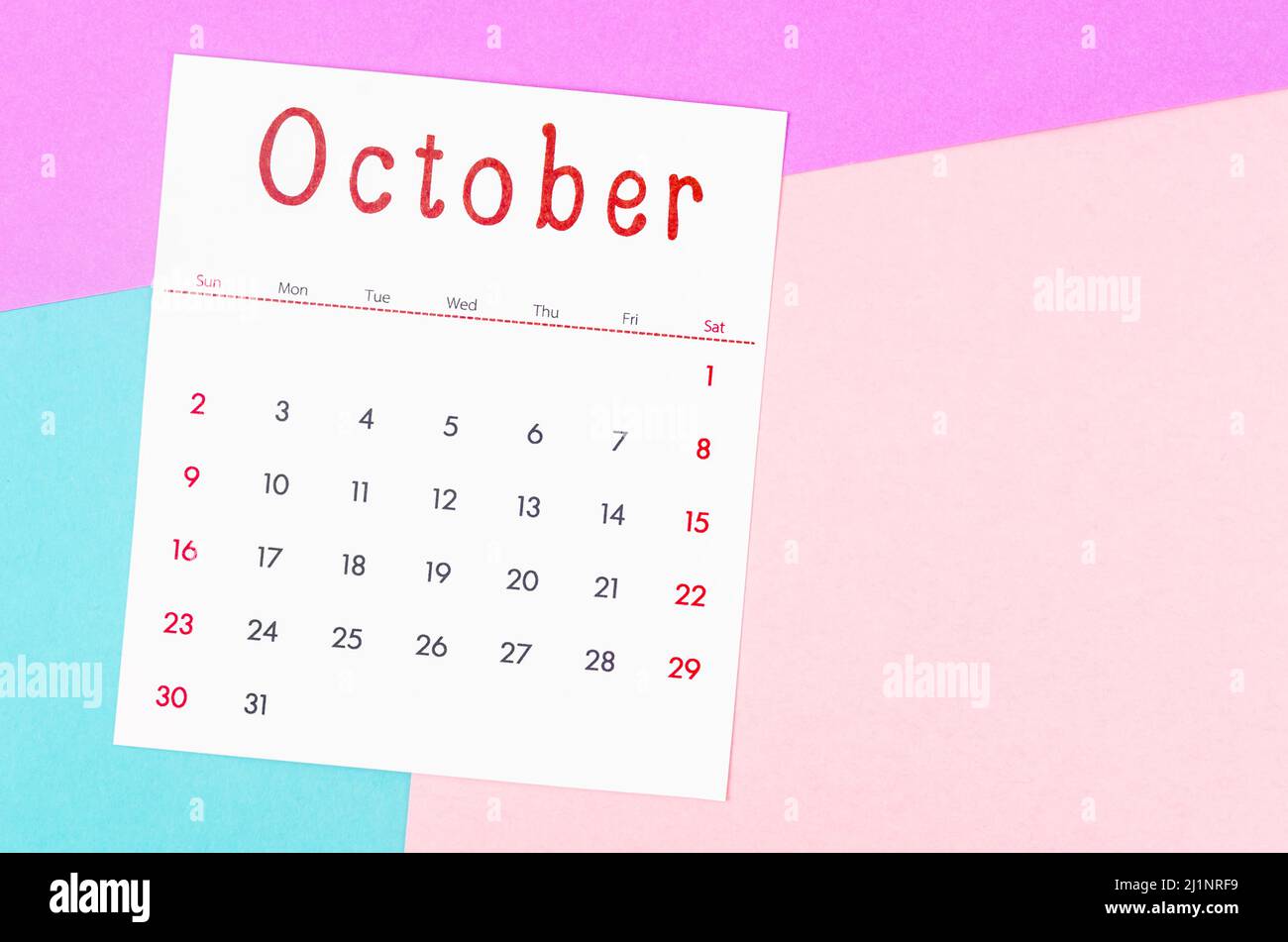 The October 2022 calendar on multicolored background Stock Photo - Alamy