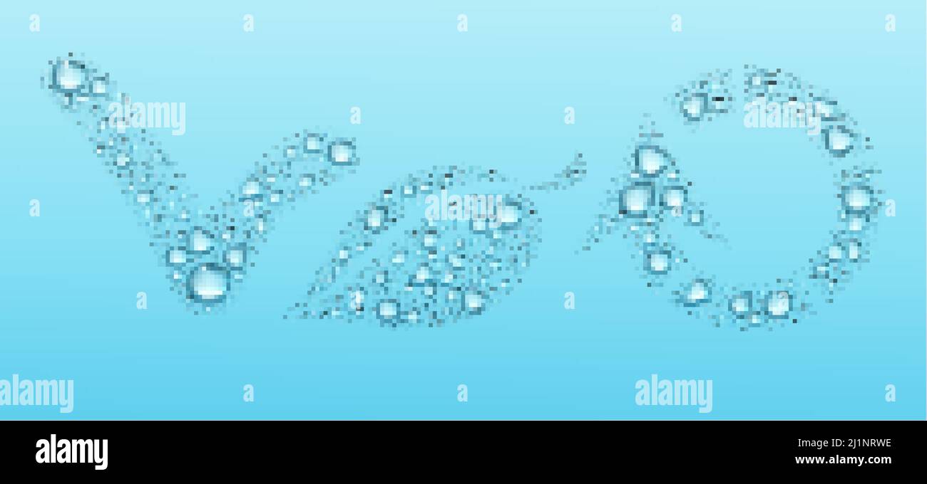 Check mark, leaf and recycle sign done from water drops. Vector ...