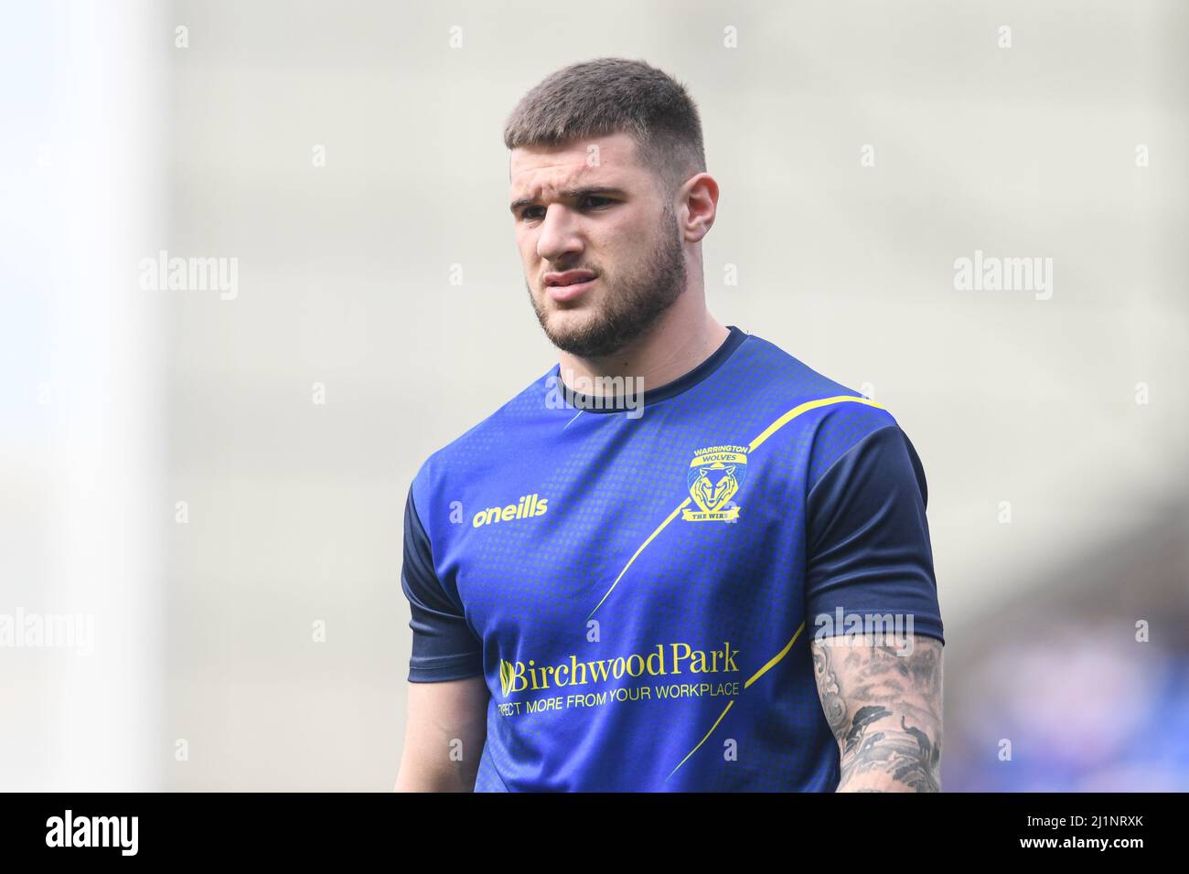 Connor Wrench #23 of Warrington Wolves during the warm up Stock Photo ...