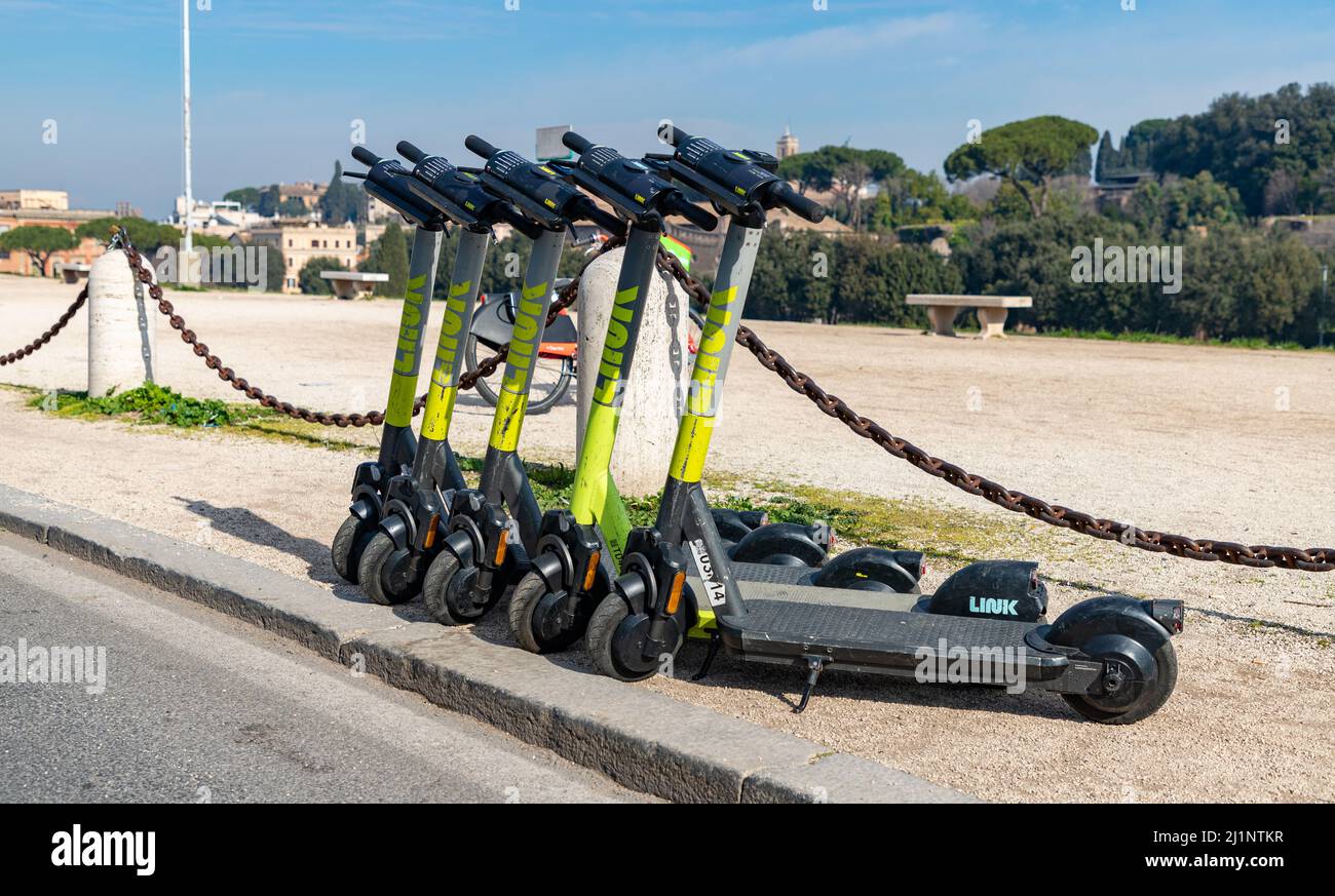 A picture of a group of electric scooters of the brand Link Stock Photo ...