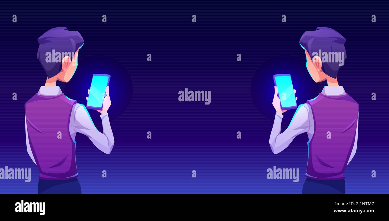 Phone boy looking back view Stock Vector Images - Alamy