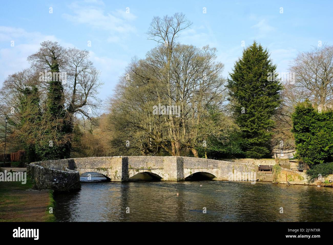 The medieval Sheepwash Bridge, in Ashford-in-the-Water, Peak District ...