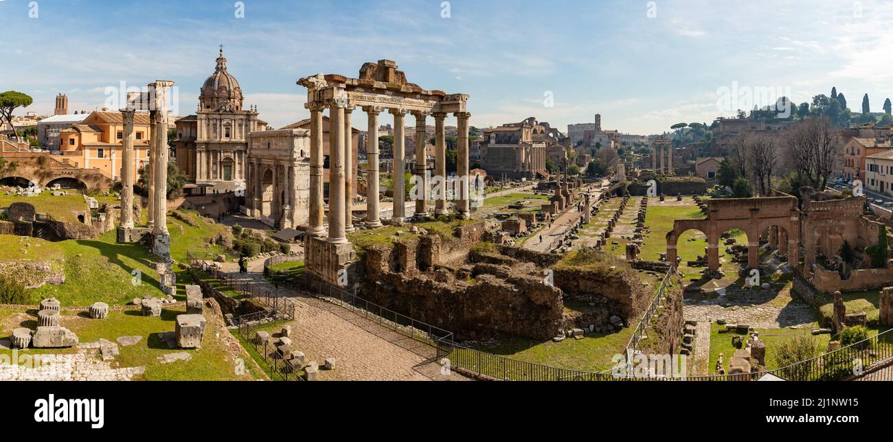 A panorama picture of the Roman Forum Stock Photo - Alamy