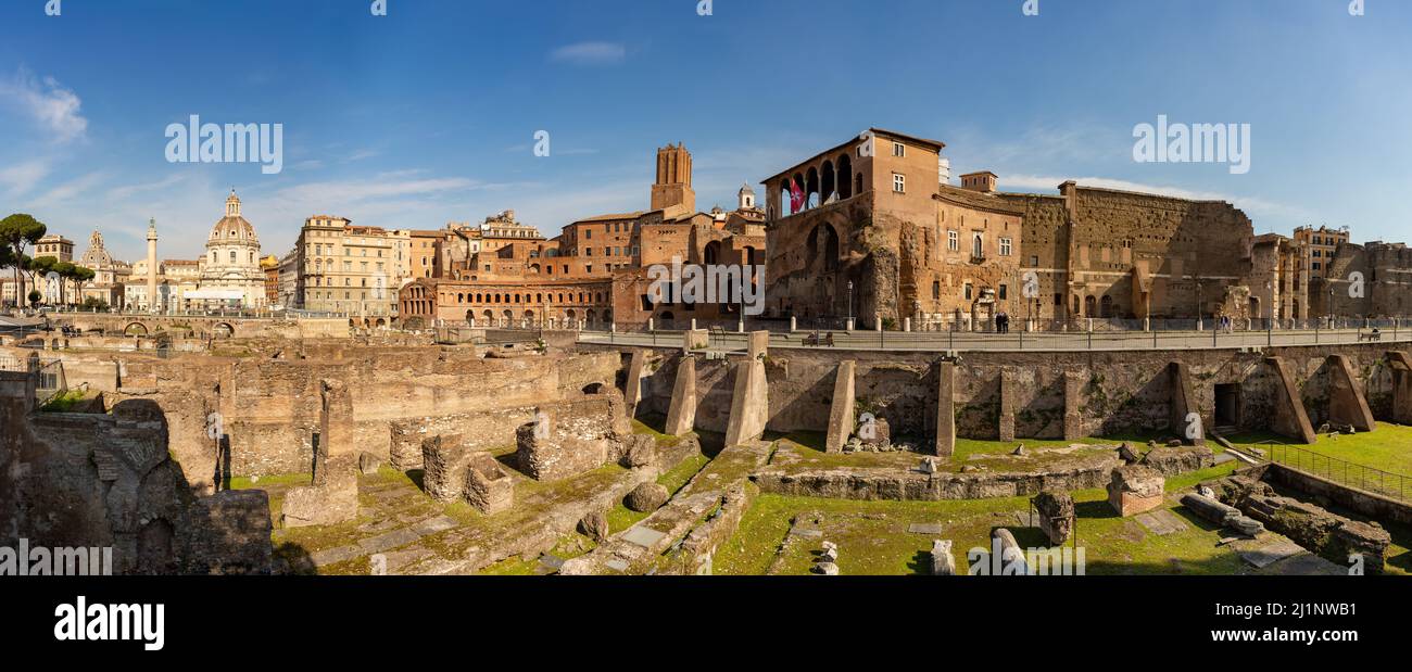 A panorama picture of the Trajan Forum and the Forum of Augustus Stock ...