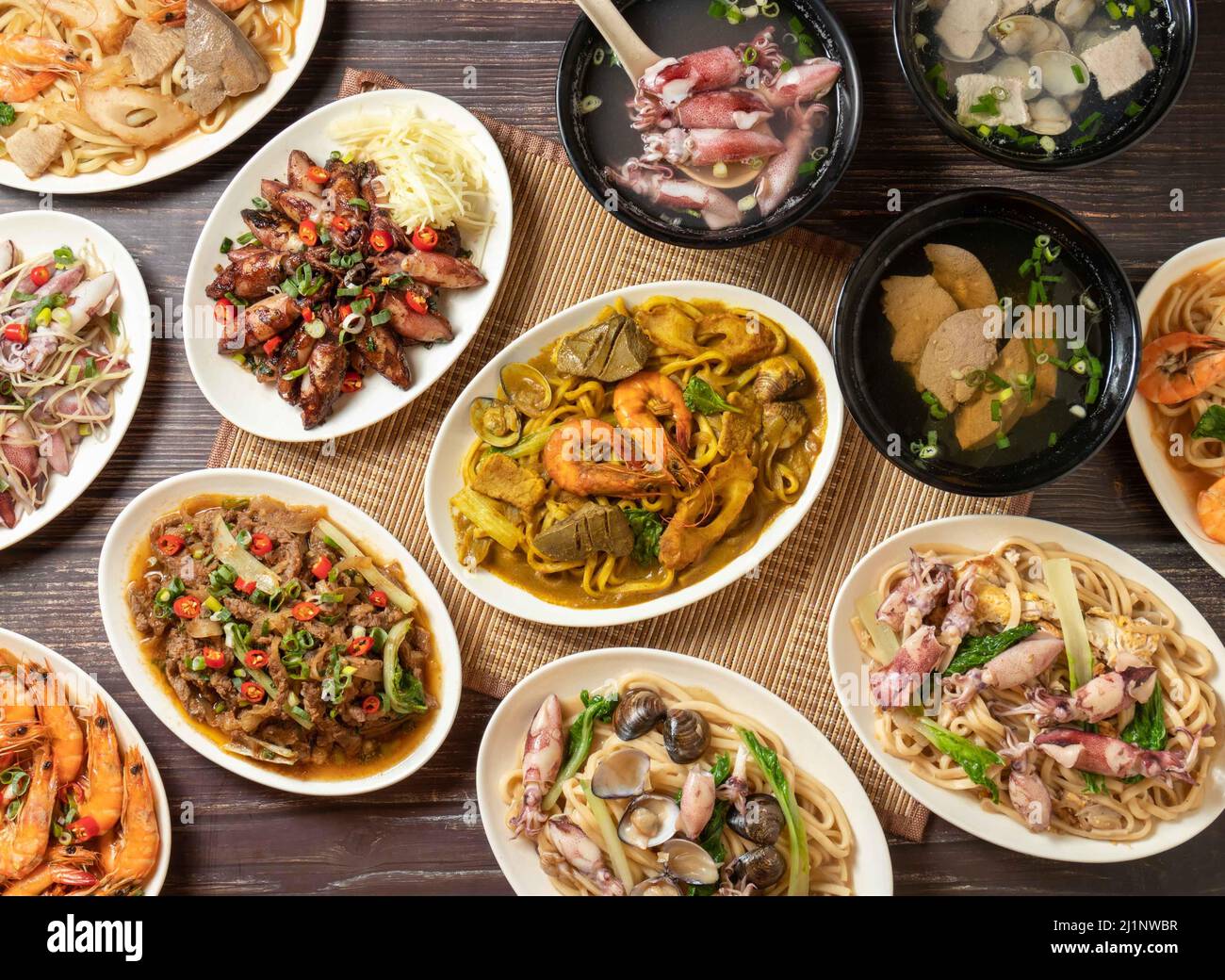 Assorted taiwan food Curry Assorted Fried Noodles, fried noodles with ...