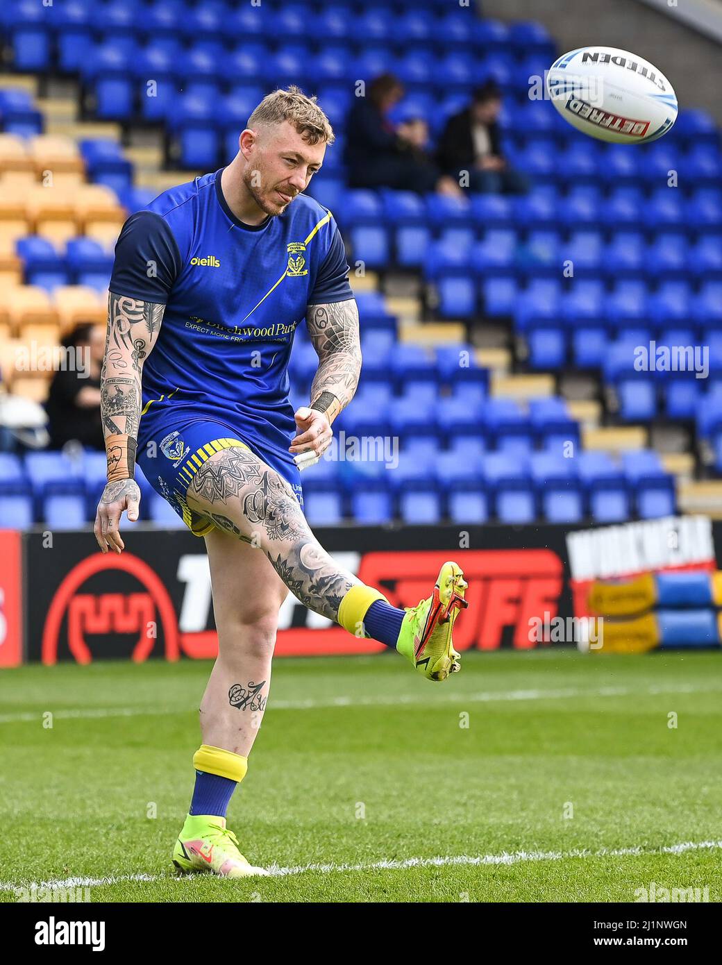 Josh Charnley #2 of Warrington Wolves during pre match warm up Stock ...
