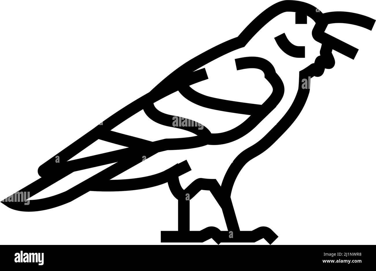 raven bird line icon vector illustration Stock Vector Image & Art - Alamy