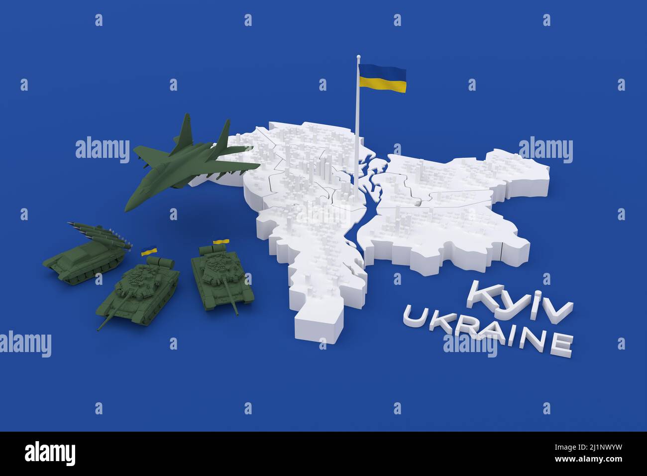 3d stylized schemitic map of Kyiv Kiev capital cyty of Ukraine ...