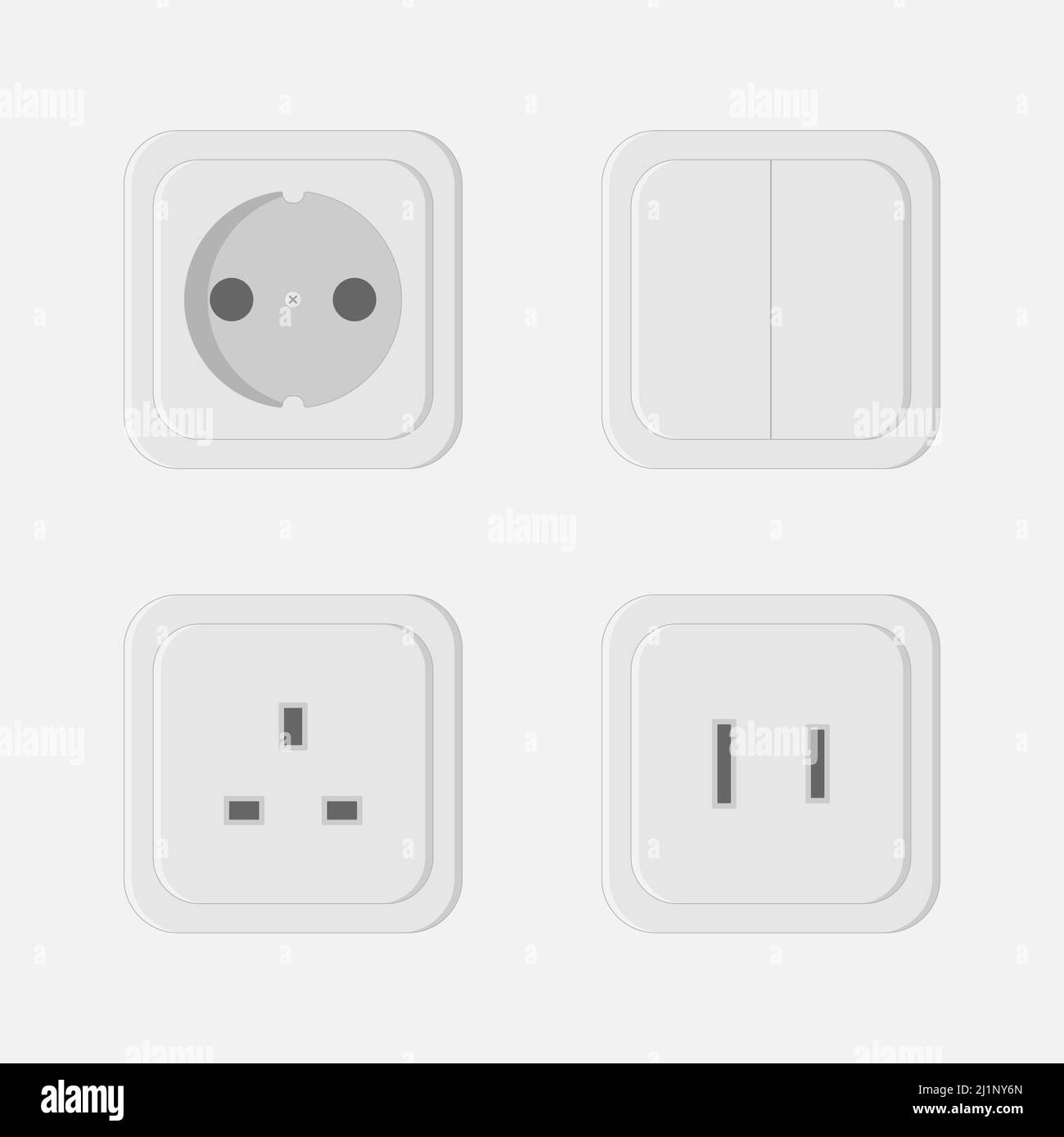 Flat vector illustration of power outlet and light switch Stock Vector ...