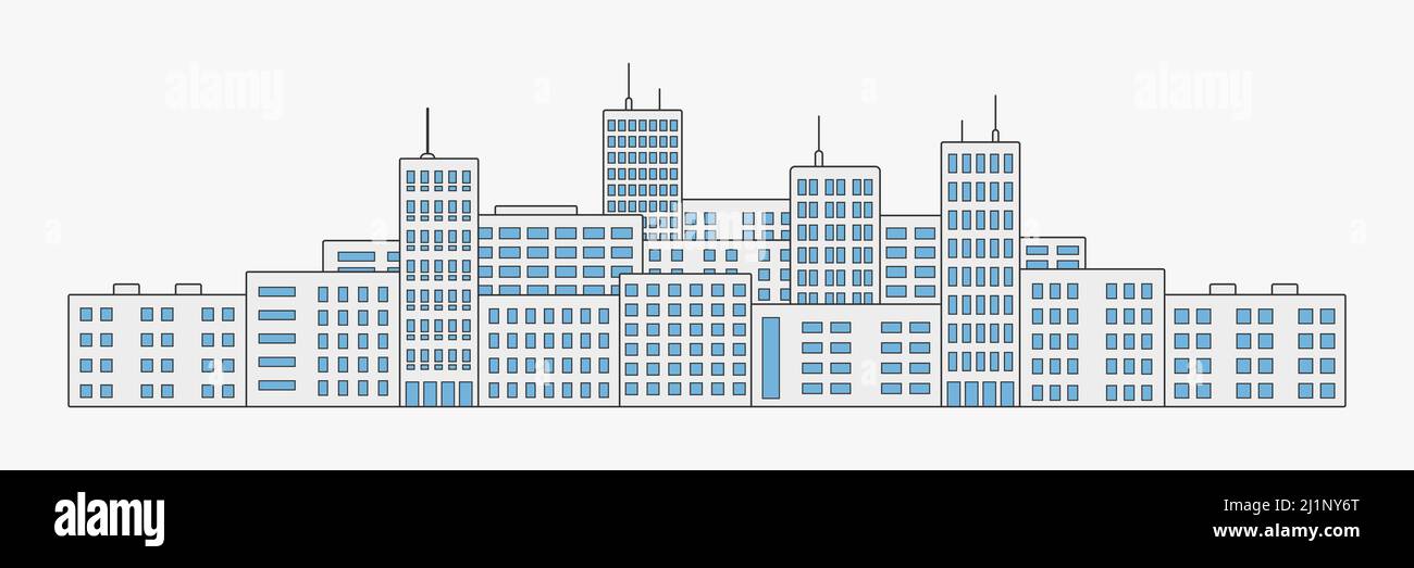 city skyline vector line illustration Stock Vector Image & Art - Alamy