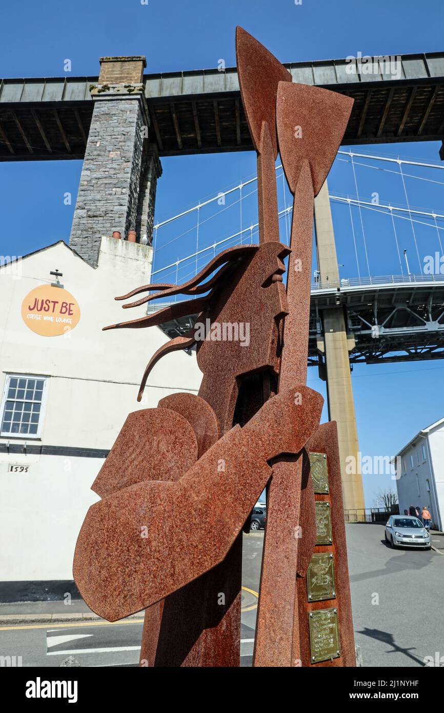 Close up of the central charachter in the Ferryman Sculpture on the ...