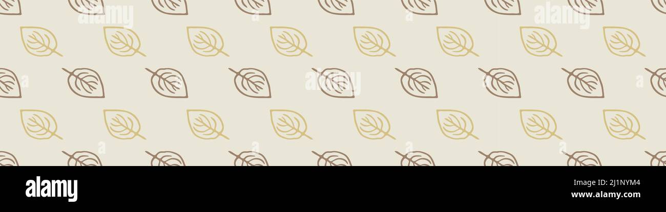 Gender neutral foliage seamless vector border. Simple whimsical 2 tone ...