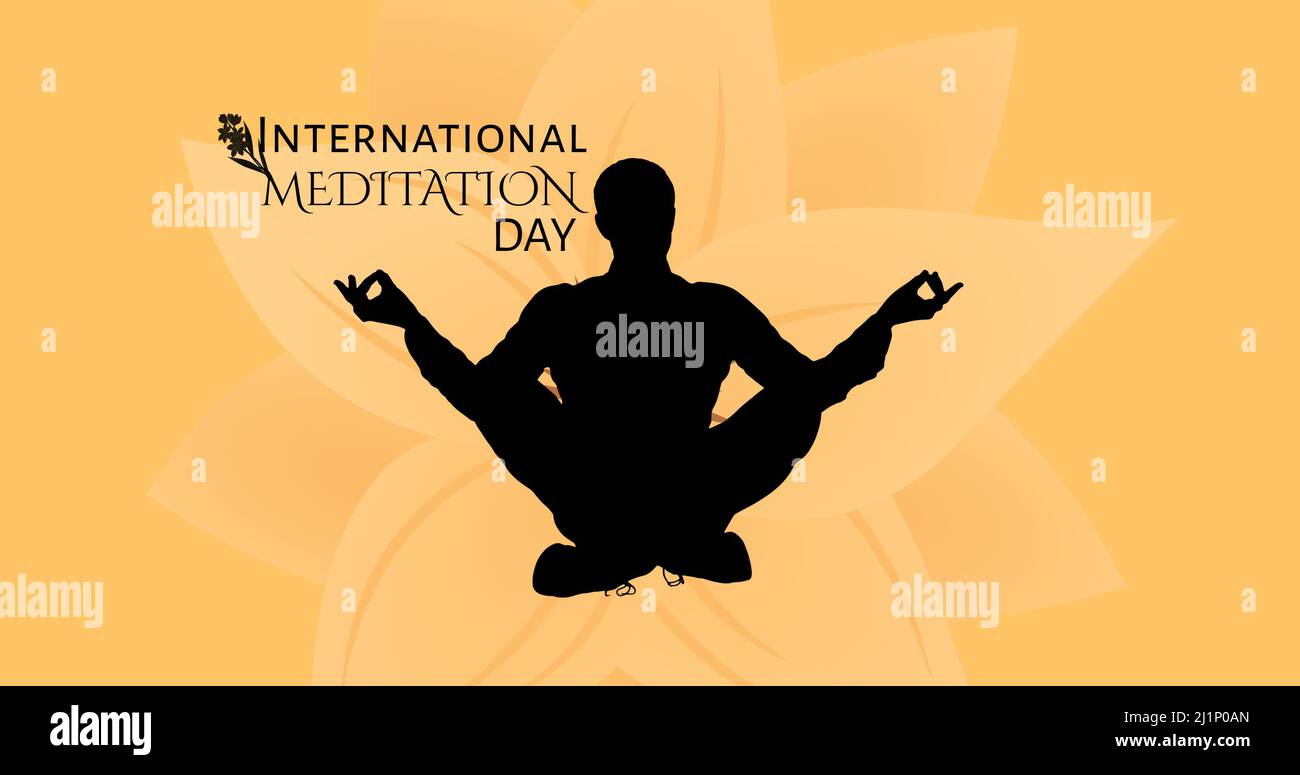 Image of international meditation day text with man meditating ...