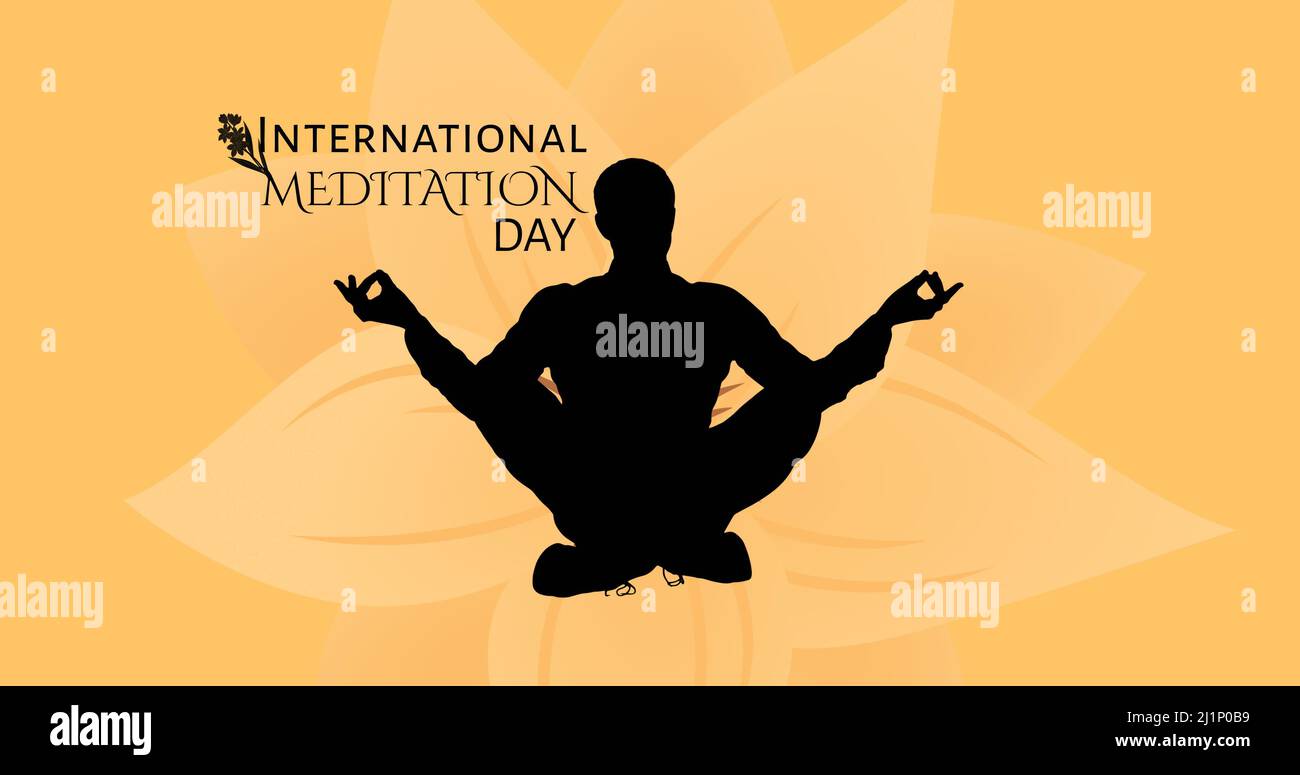 Image of international meditation day text with man meditating ...