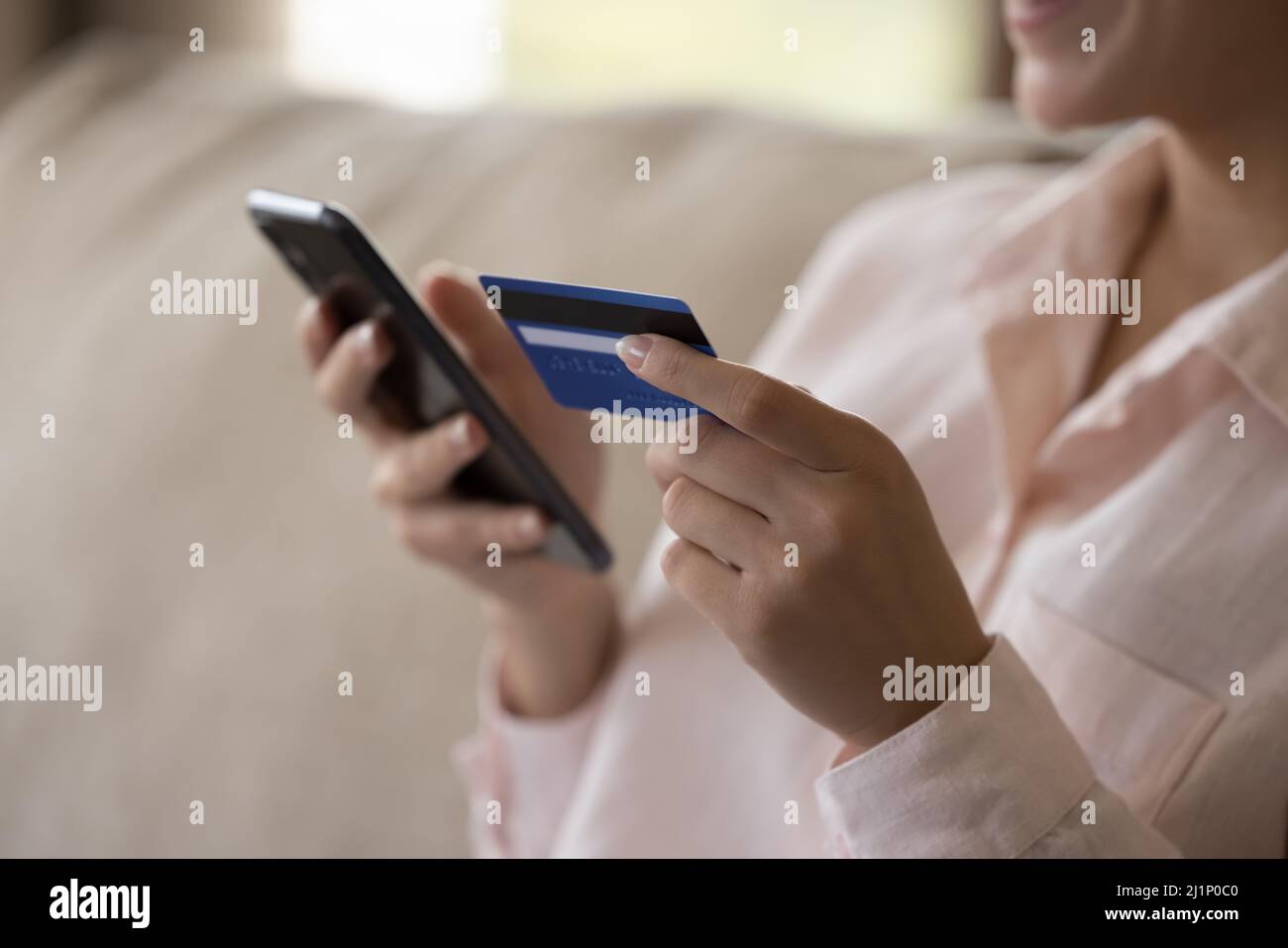 Customer, shopper woman spending money for virtual purchase Stock Photo ...