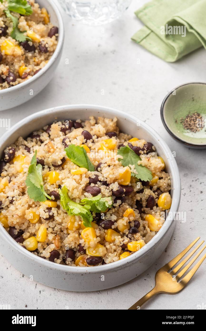 Quinoa with corn and black beans Stock Photo - Alamy