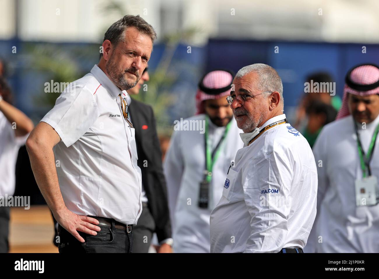 Jeddah, Saudi Arabia. 27th Mar, 2022. (L to R): Steve Nielsen (GBR) FOM ...
