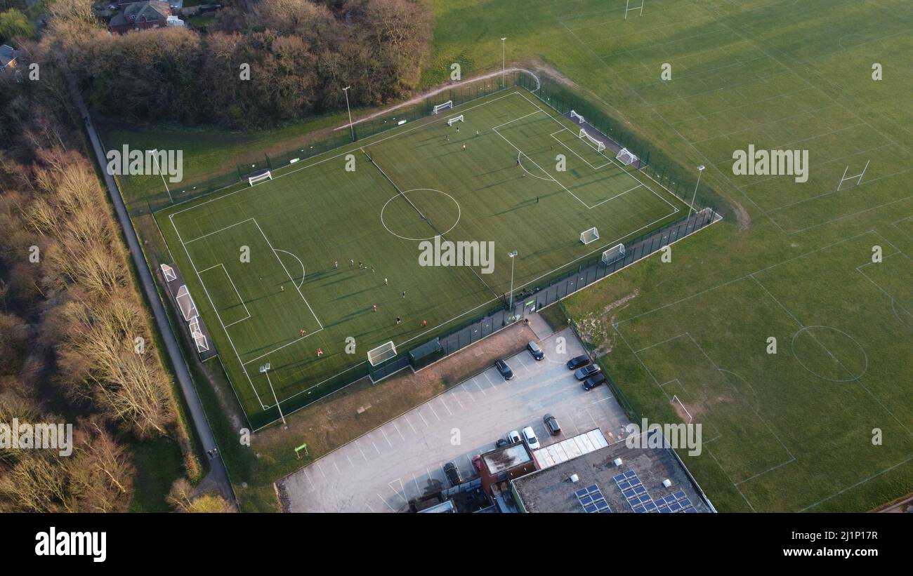 A bird's eye view of a soccer field Stock Photo - Alamy