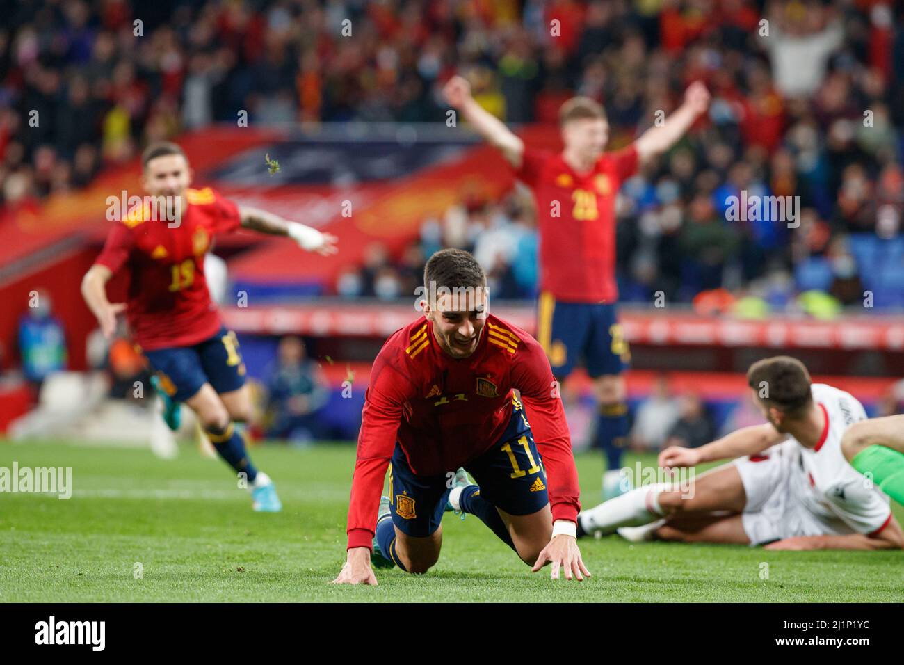 Ferran Torres of Spain celebrates a goal during the International ...