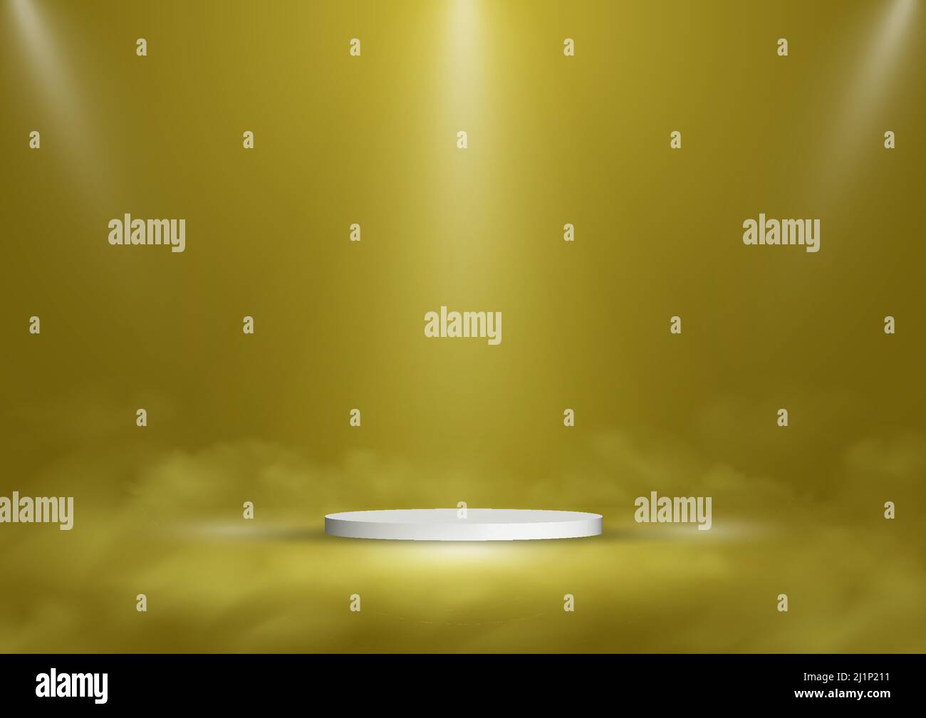 Abstract golden display on stand template design with light decorative ...