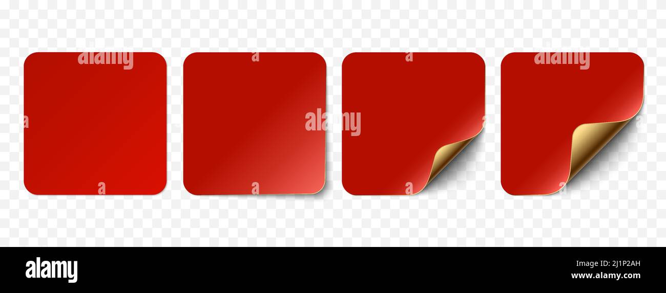 Vector red realistic paper stickers, sell tags isolated on transparent ...