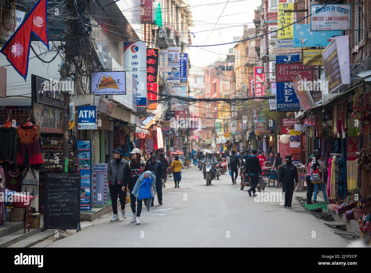 Kathmandu, Nepal- April 20,2019 : Street view of local people in ...
