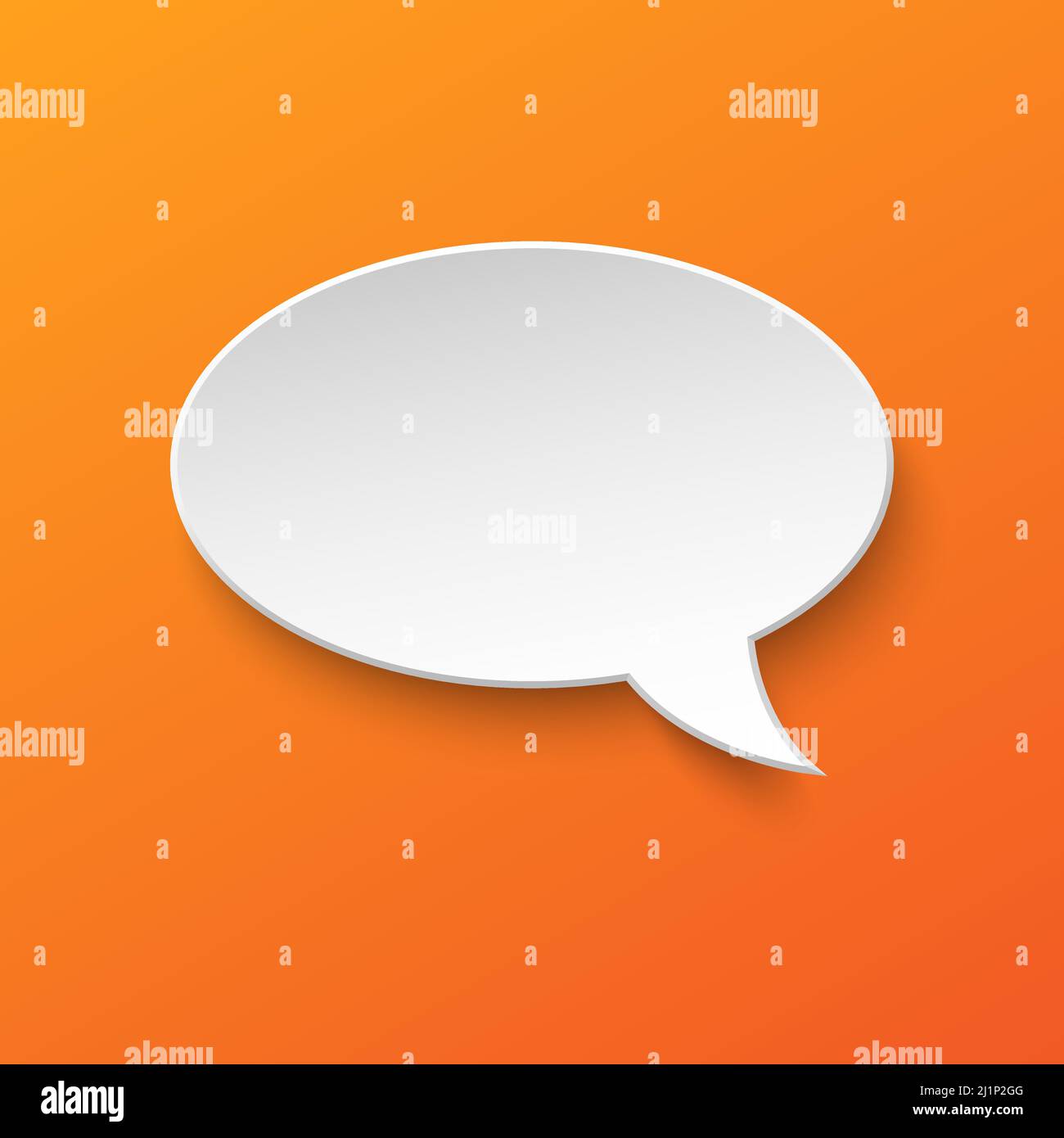 Vector white blank paper speech bubble on orange gradient background ...