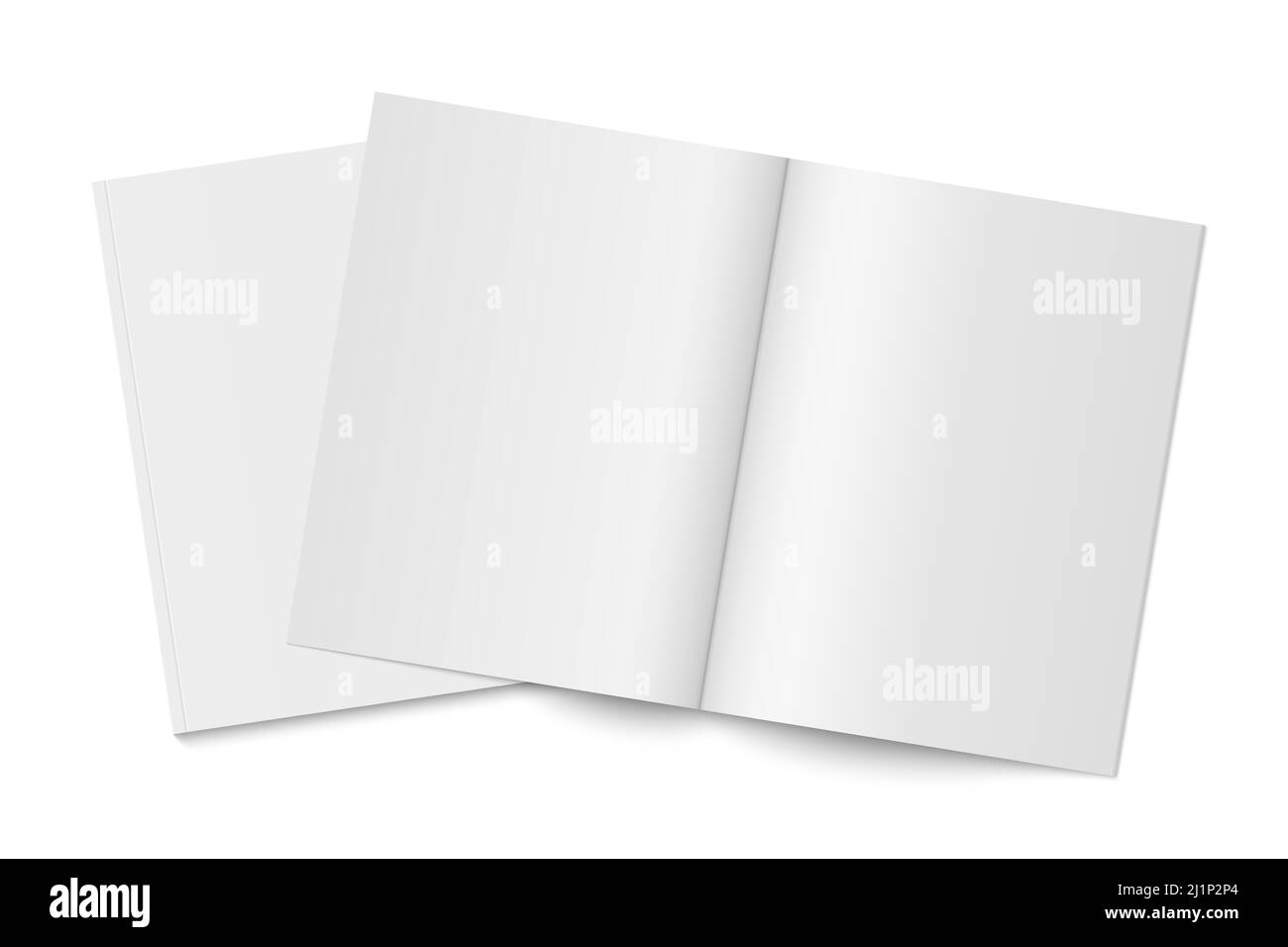 Vector mockup of two white paperback magazines with transparent shadow ...