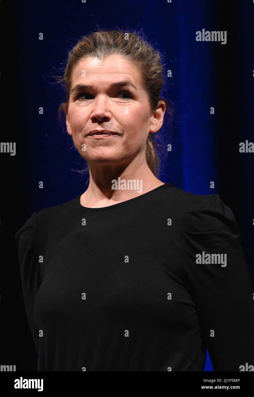 Cologne, Germany. 26th Mar, 2022. Presenter Anke Engelke reads at Lit ...