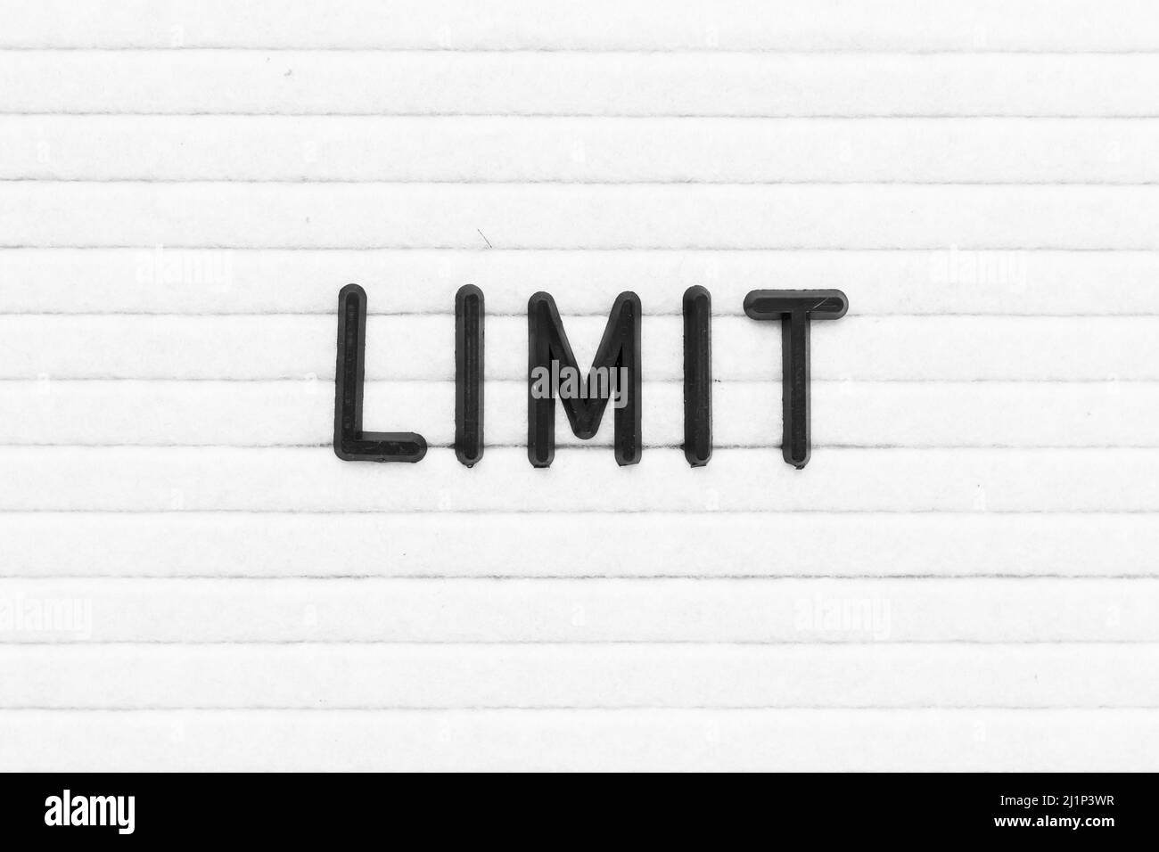 Black color letter in word limit on white felt board background Stock ...