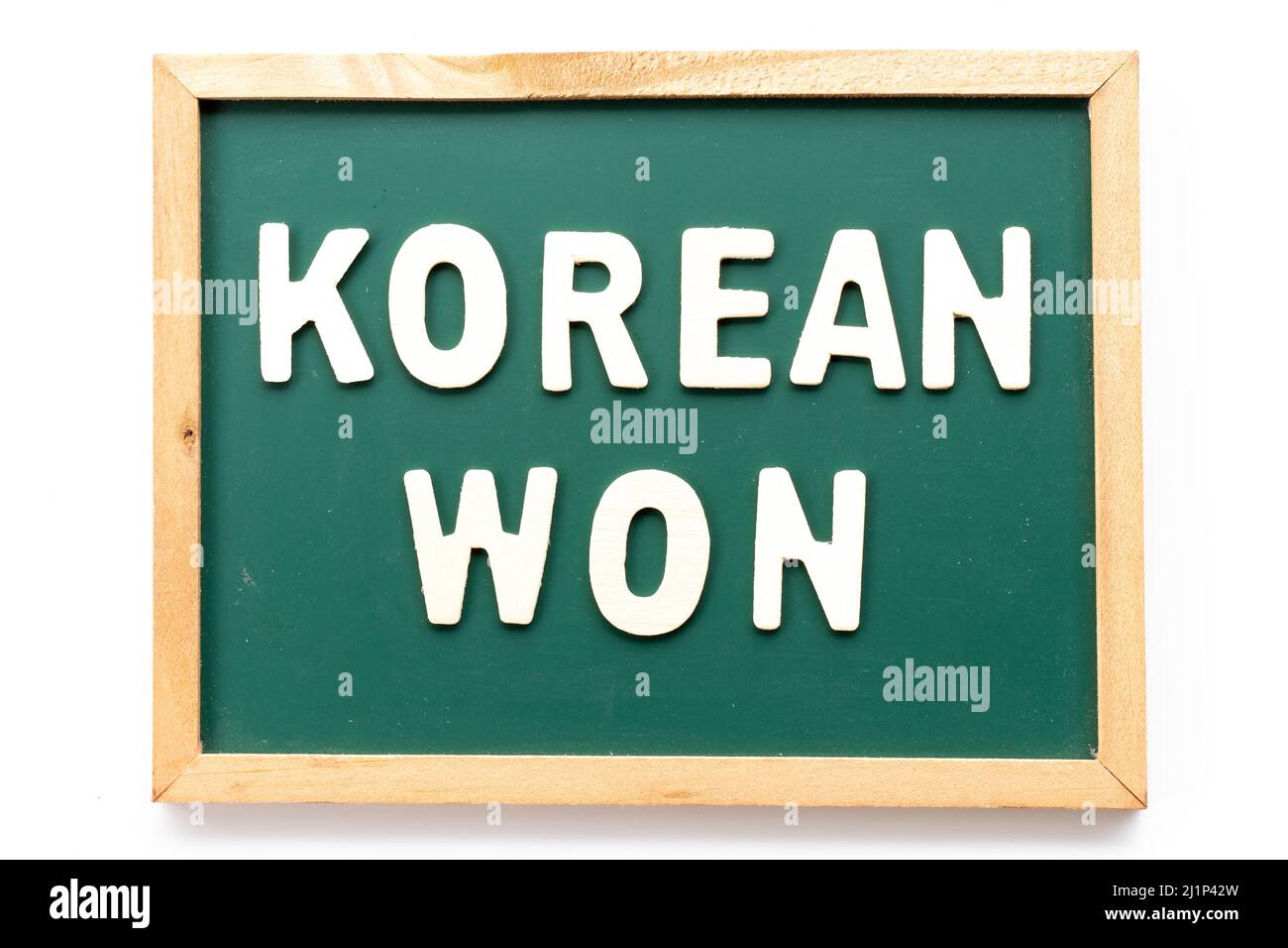 Alphabet letter in word korean won in blackboard on white background ...