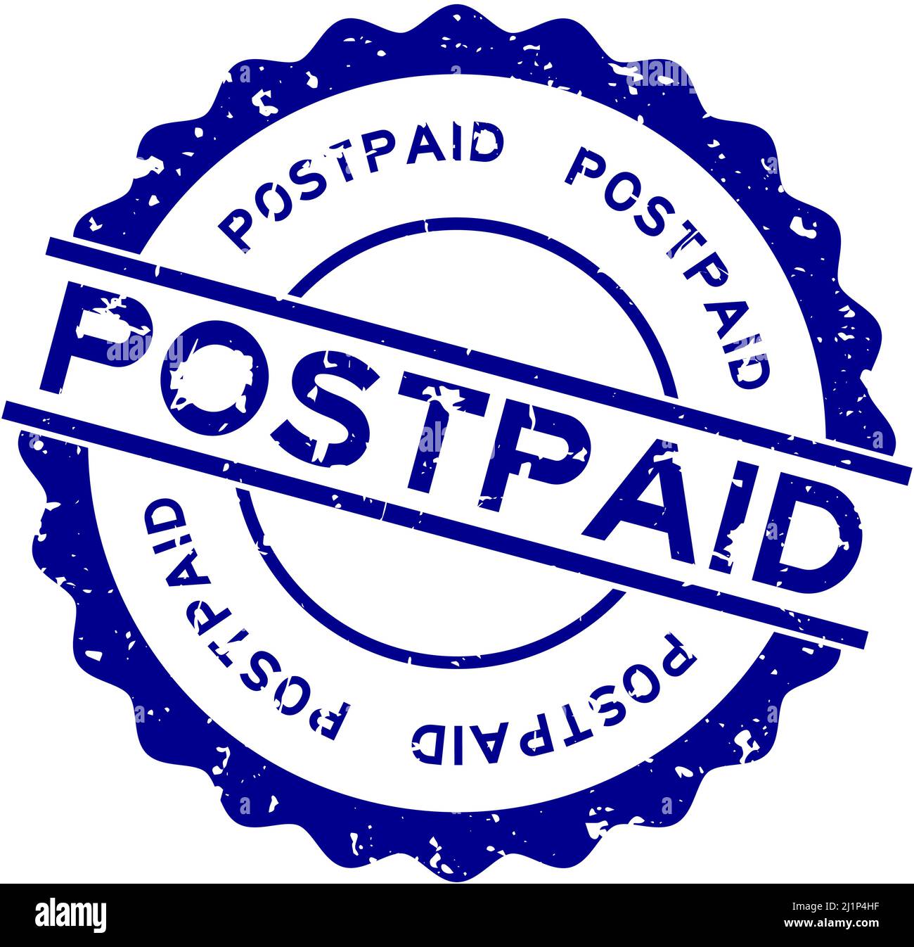Grunge blue postpaid word round rubber seal stamp on white background Stock Vector Image & Art ...