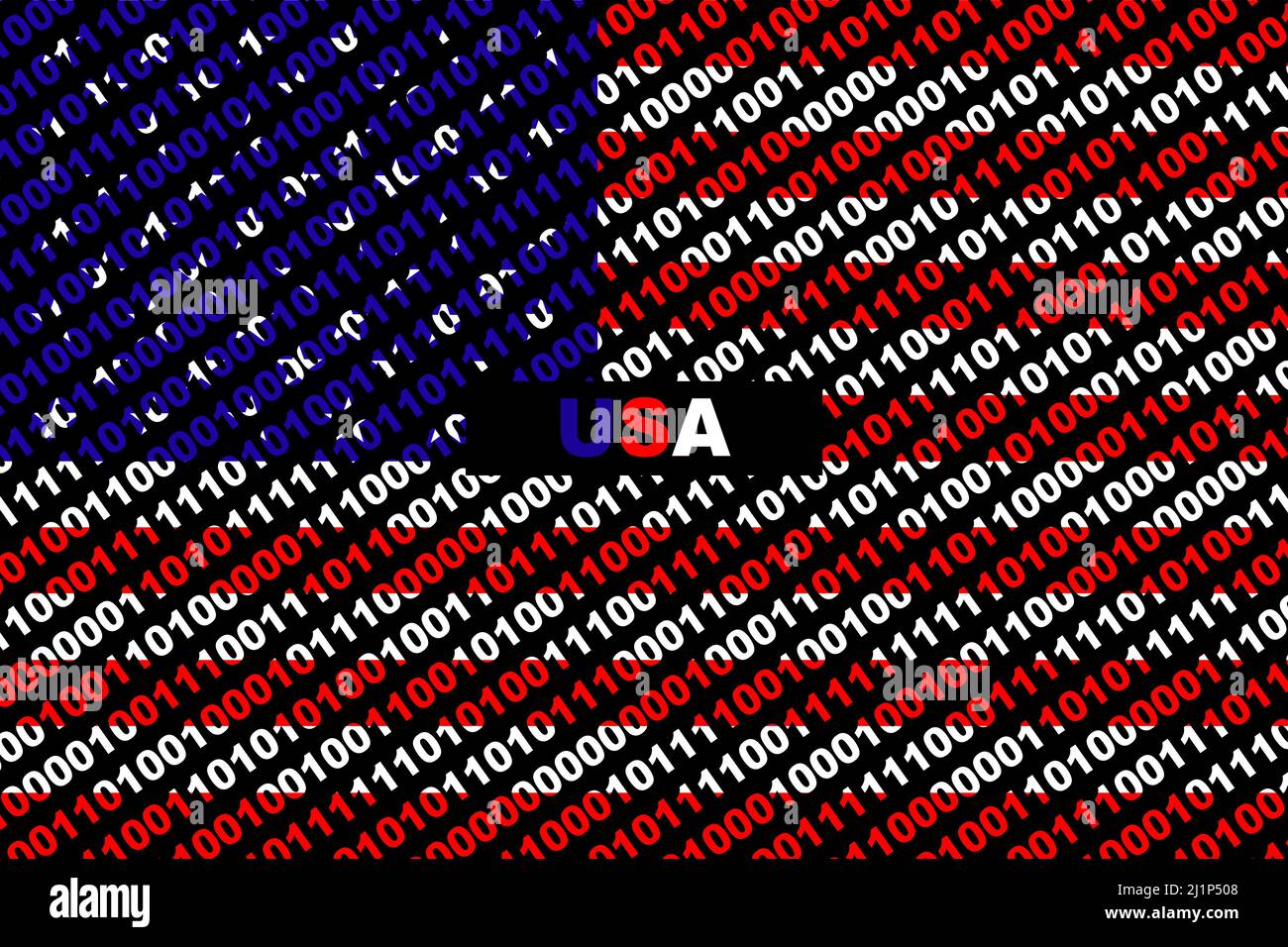Hacker United States (USA). Digital USA flag and a binary background ...
