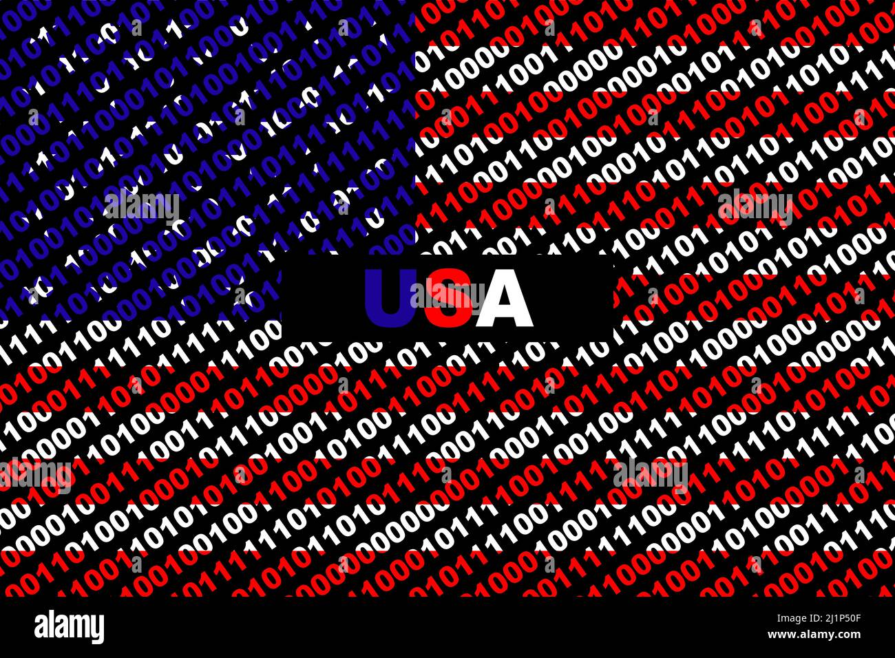 Hacker United States (USA). Digital USA flag and a binary background ...