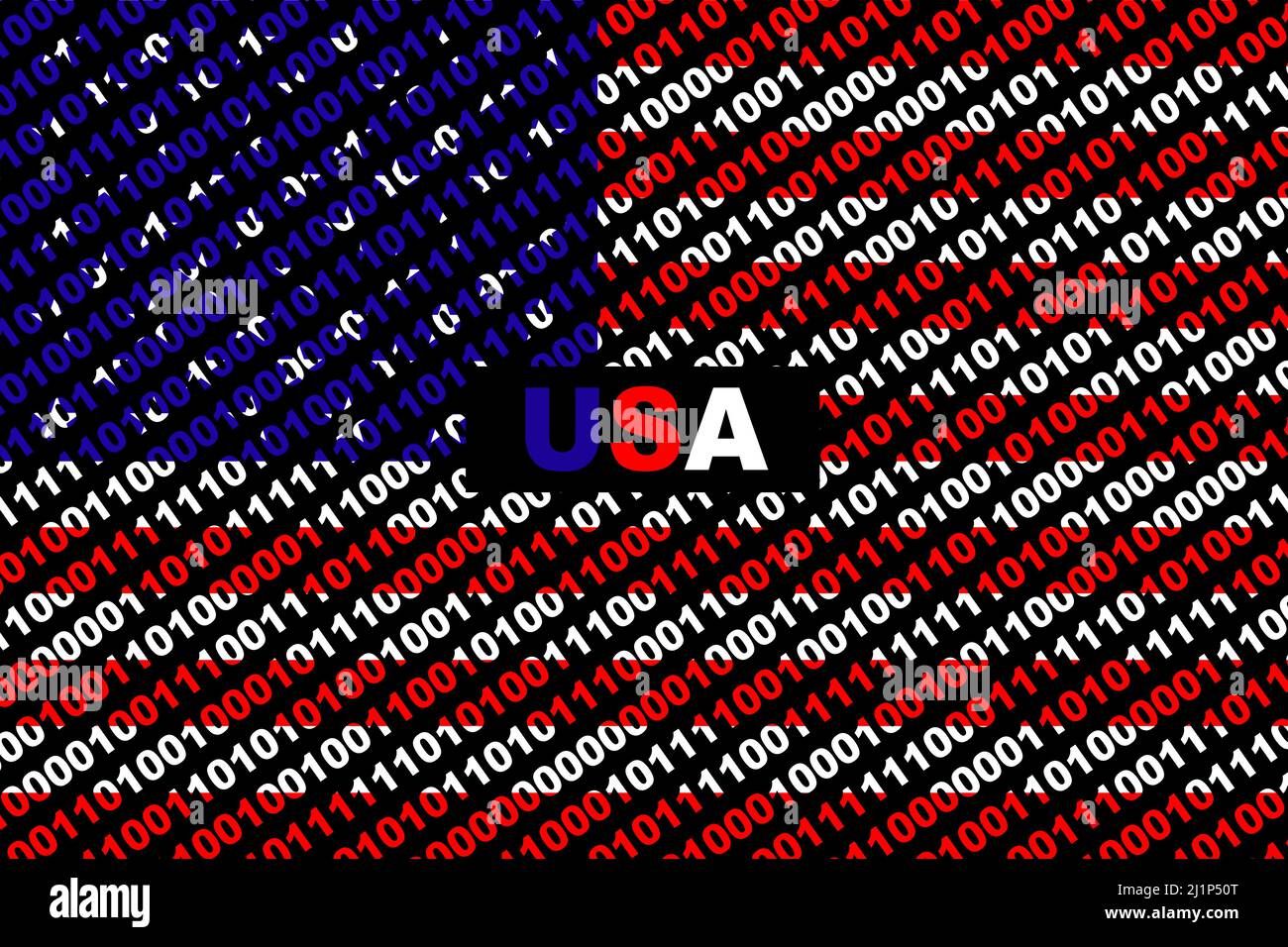 Hacker United States (USA). Digital USA flag and a binary background ...